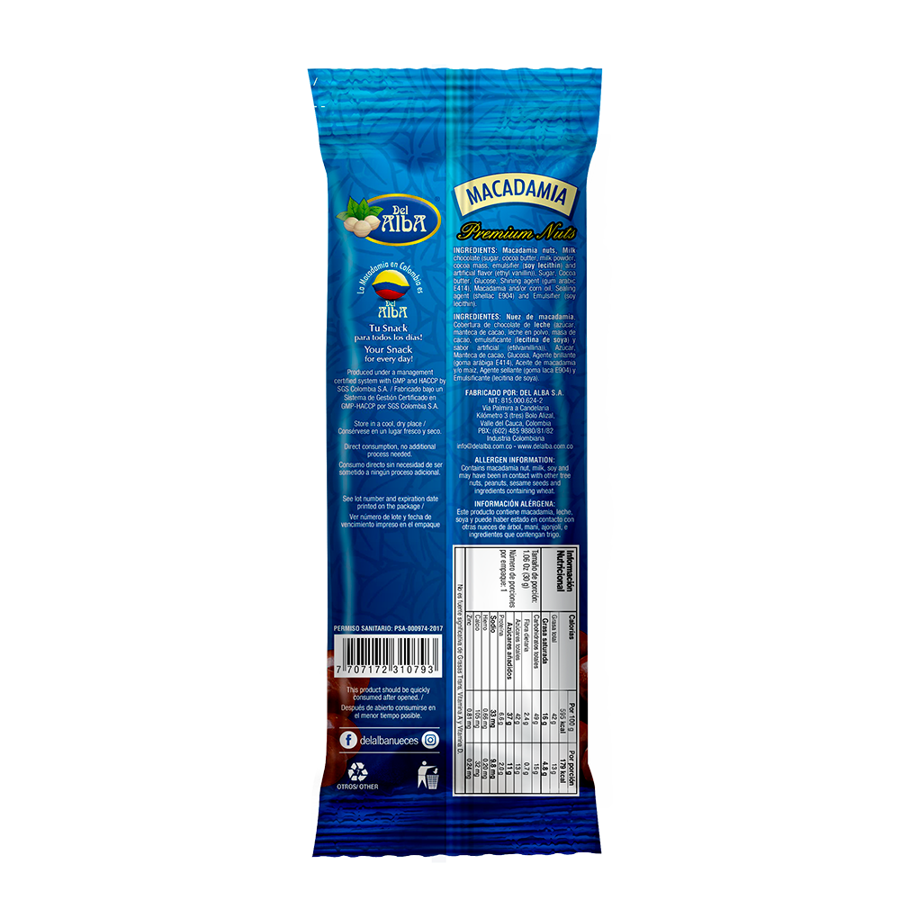 Oferta | Macadamia Caramelizada con Chocolate x30g | Del Alba